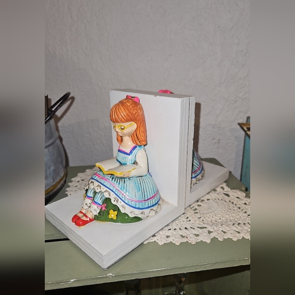 Vintage | Office | Vintage Whimsic Girl Reading Bookends Japan | Poshmark